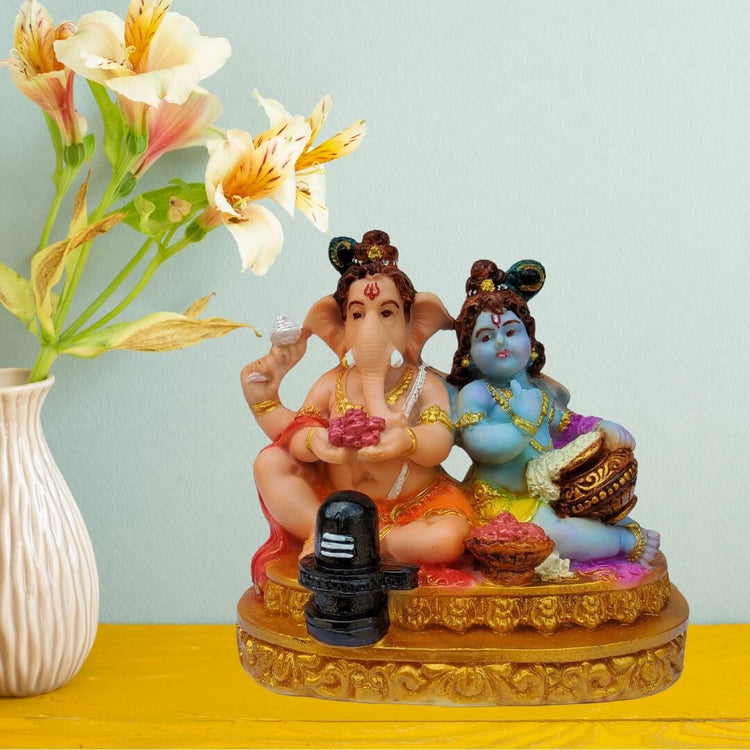Embrace Blessings: Ganesha and Krishna Idol | Arte House